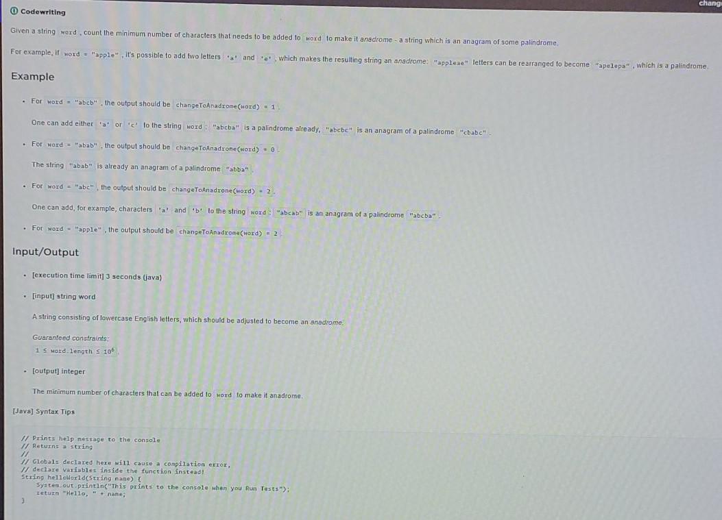Solved chang Codewriting Given a string word, count the | Chegg.com