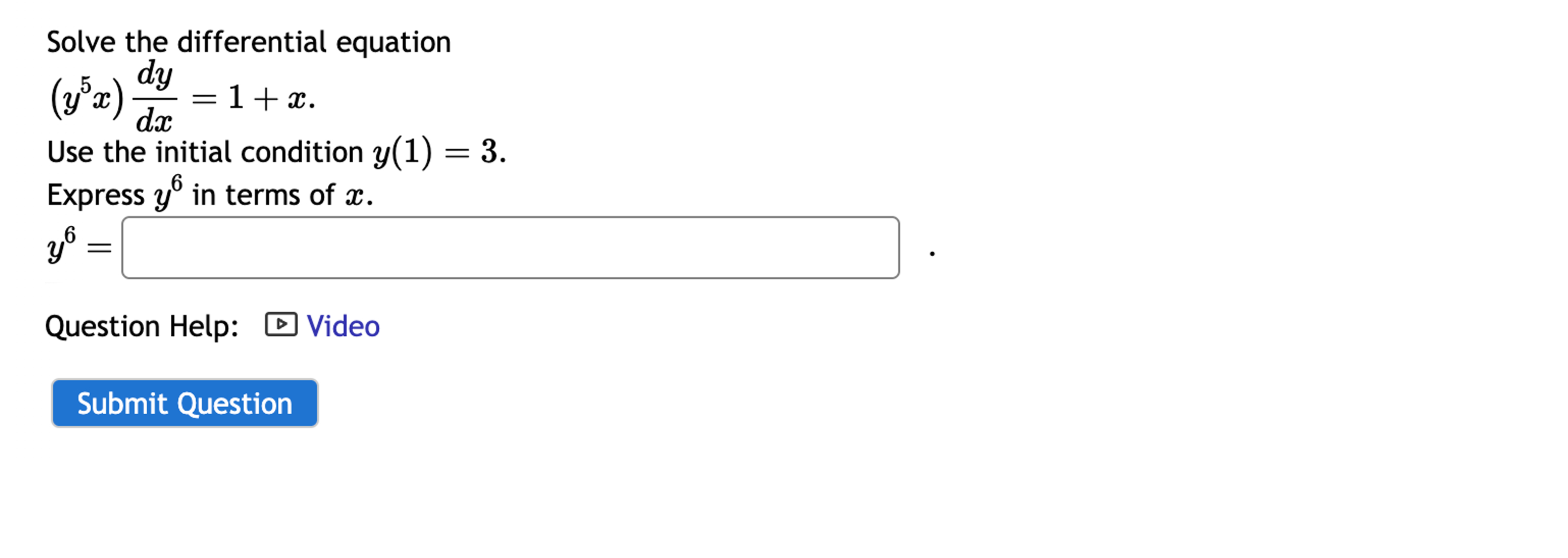 Solved Solve the differential equation(y5x)dydx=1+xUse the | Chegg.com