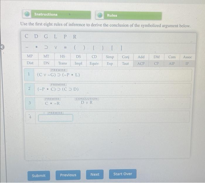 Solved Instructions Rules Use the first eight rules of | Chegg.com