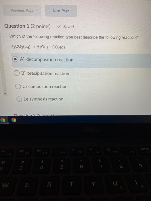 Solved Previous Page Next Page Question 1 (2 points) Saved | Chegg.com