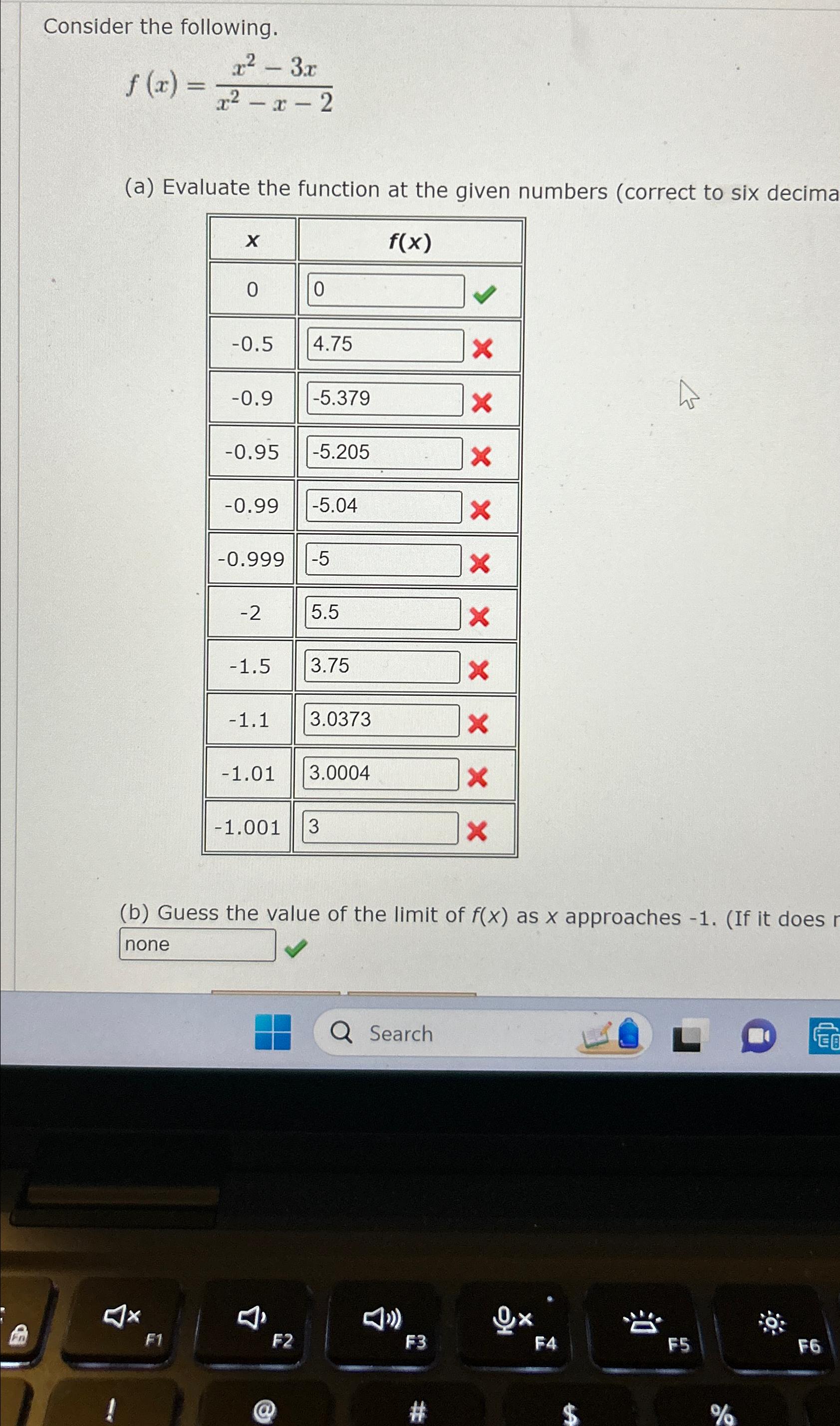 Solved Consider the following.f(x)=x2-3xx2-x-2(a) ﻿Evaluate | Chegg.com