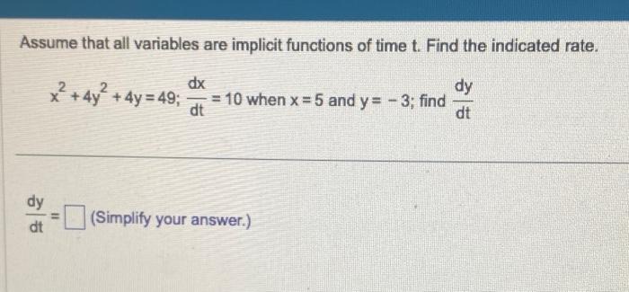 Solved Assume that all variables are implicit functions of | Chegg.com