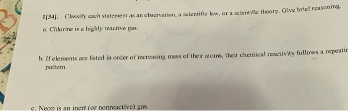 Solved 1/34). Classify each statement as an observation, a | Chegg.com