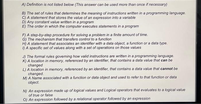 Solved 1. (12 pts) Match the words with their definitions. | Chegg.com