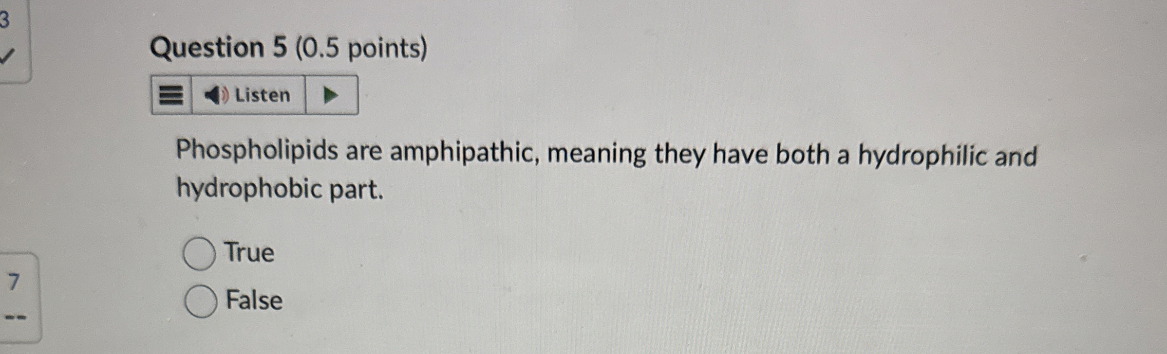 Solved Question 5 ( 0.5 points)ListenPhospholipids are | Chegg.com Solved Question 5 ( 0.5 points)ListenPhospholipids are | Chegg.com
