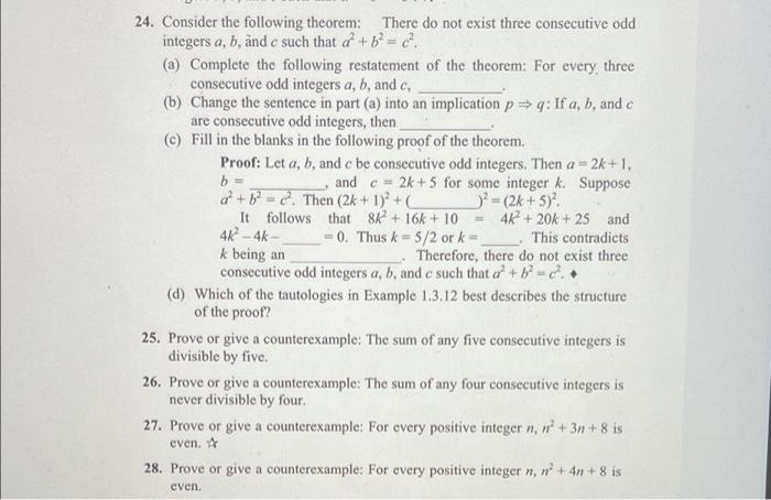 Solved c b= 24. Consider the following theorem: There do not | Chegg.com