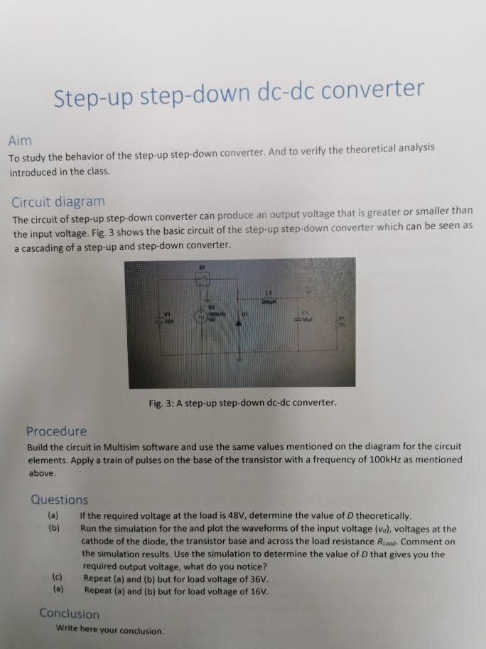 Step-up step-down dc-dc converter Aim To study the | Chegg.com