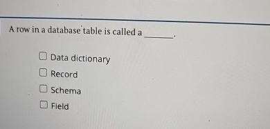 Solved A row in a database table is called aData | Chegg.com