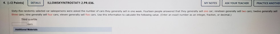 Solved 1. [-12 Points] DETAILS ILLOWSKYINTROSTAT1 2.PR.002. | Chegg.com