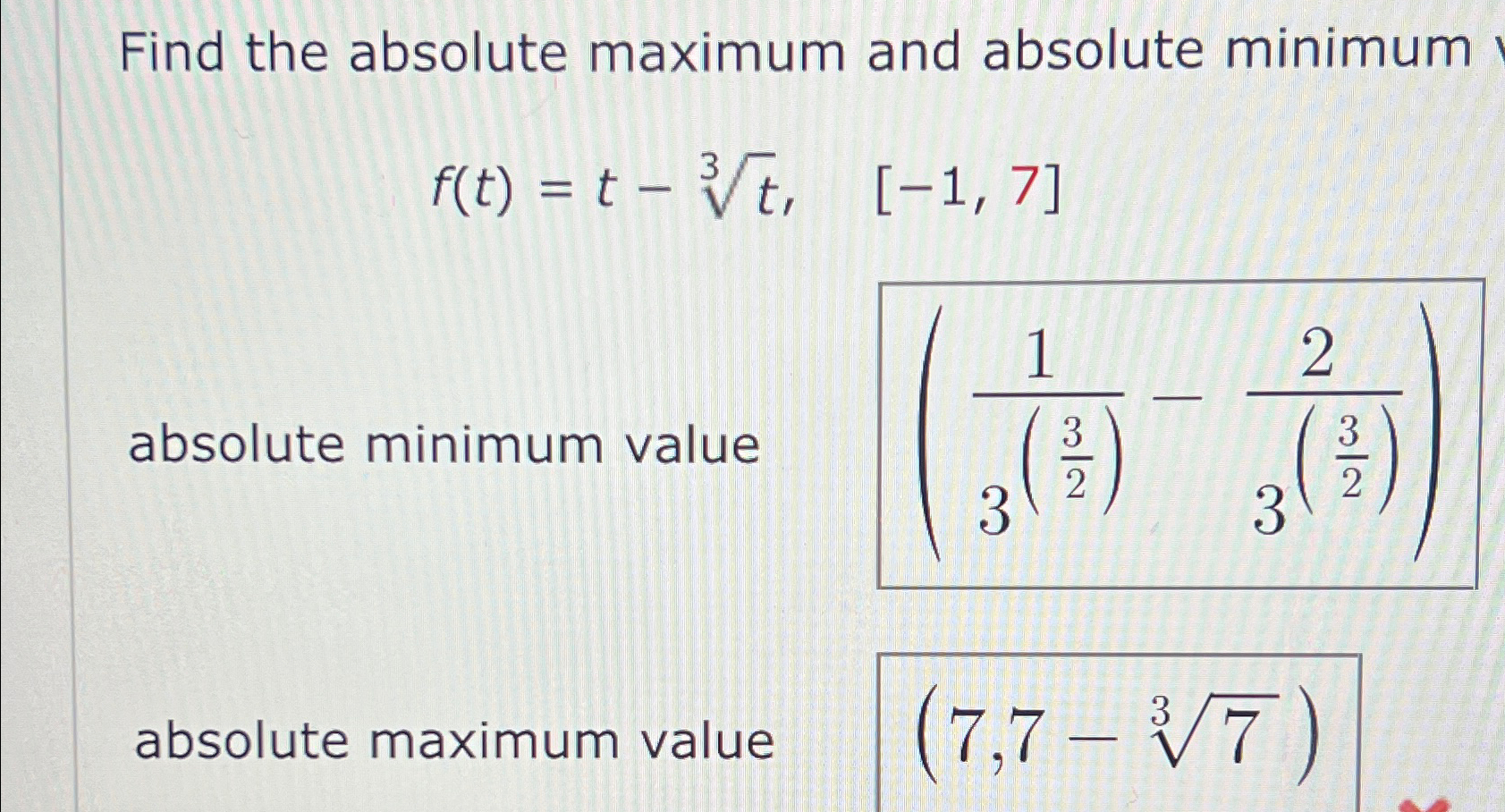 Solved Find the absolute maximum and absolute | Chegg.com