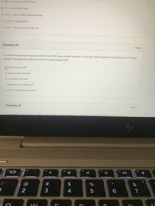 Solved CO, non polar LDF IMF only Cowest molar mass | Chegg.com