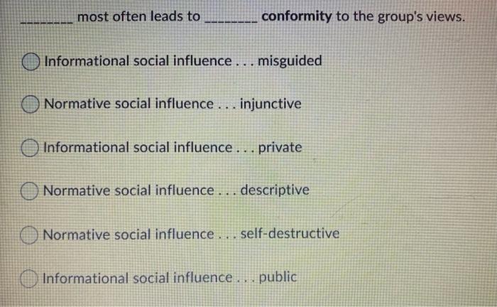 Solved Most Often Leads To Conformity To The Groups Views