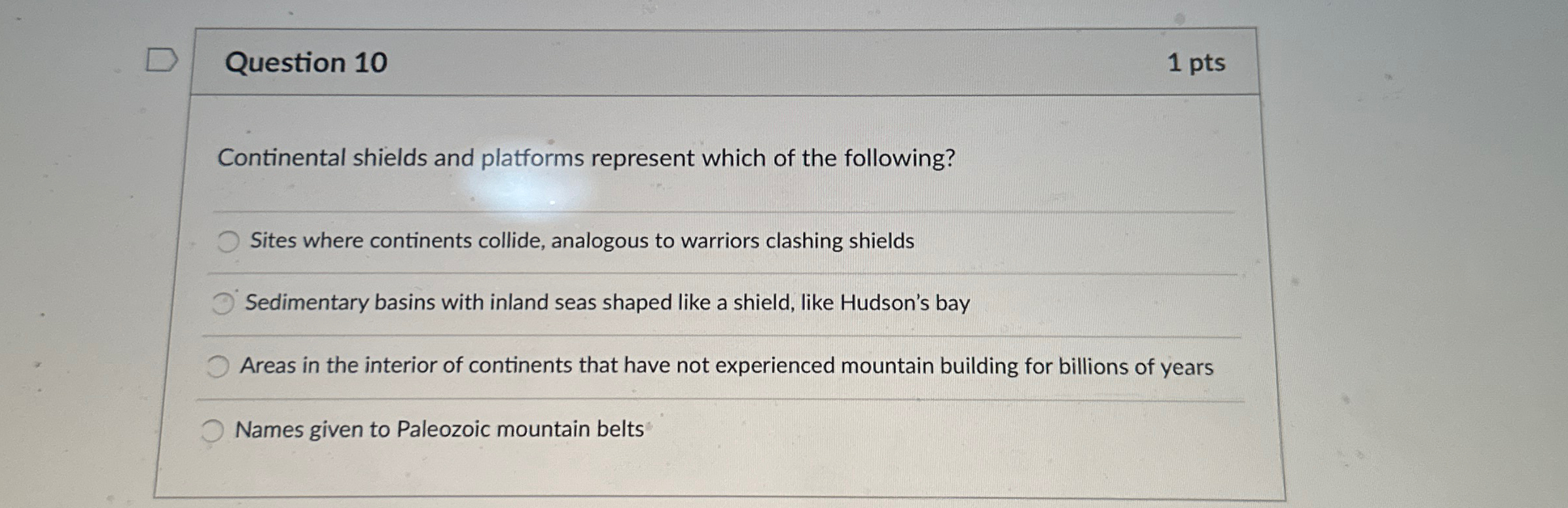 Solved Question 101 ﻿ptsContinental shields and platforms | Chegg.com