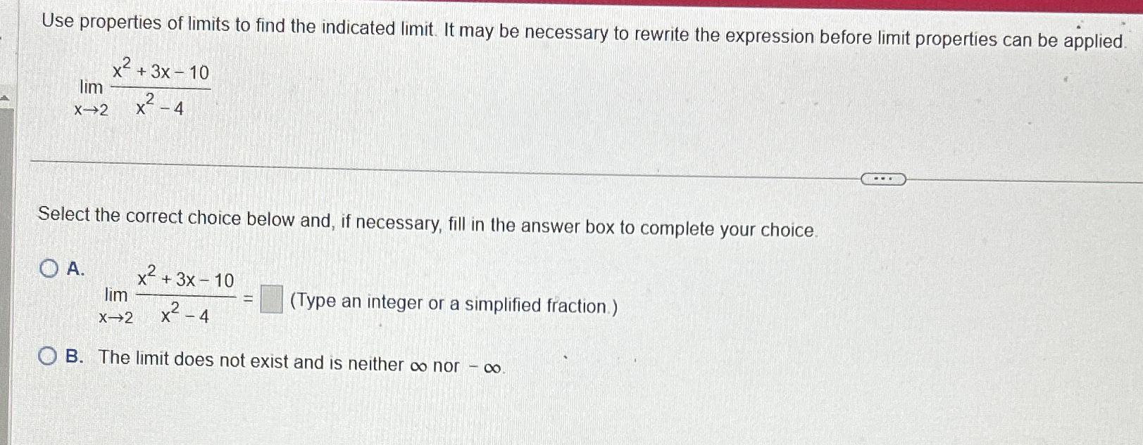 Solved Use properties of limits to find the indicated limit. | Chegg.com