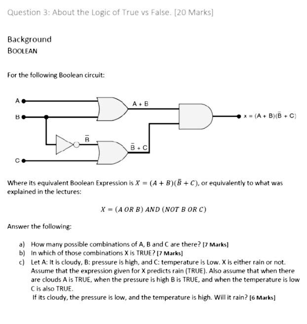 Solved Question 3: About the Logic of True vs False. [20 | Chegg.com