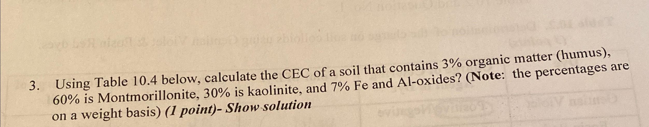 Solved Using Table 10.4 ﻿below, calculate the CEC of a soil | Chegg.com