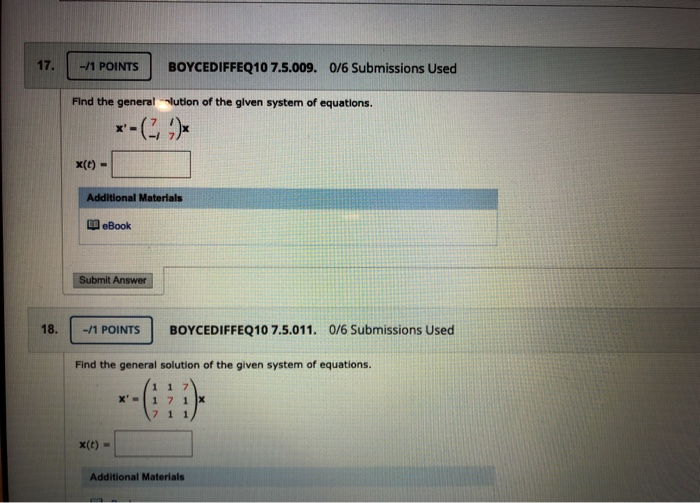 Solved 17. - 1 POINTS BOYCEDIFFEQ10 7.5.009. 0/6 Submissions | Chegg.com Solved 17. - 1 POINTS BOYCEDIFFEQ10 7.5.009. 0/6 Submissions | Chegg.com
