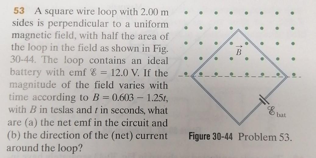 Solved B 53 A square wire loop with 2.00 m sides is | Chegg.com