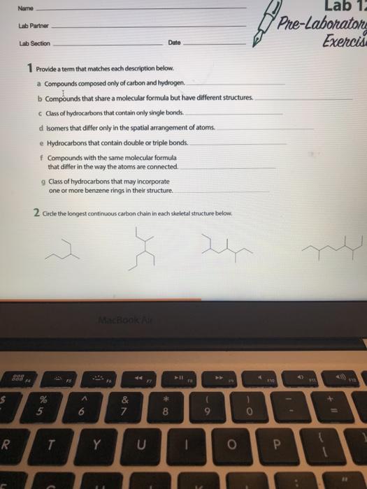 Solved Name Lab Partner pa Lab 12 Pre-Laborator Exercis Lab | Chegg.com