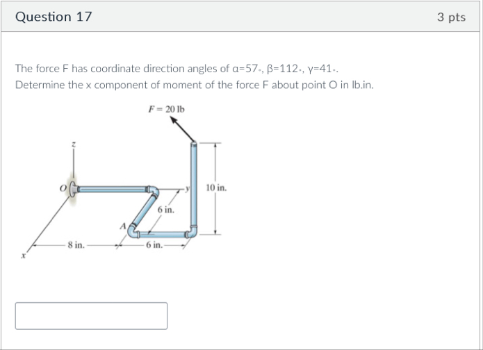 Solved Question 173 ﻿ptsThe force F ﻿has coordinate | Chegg.com