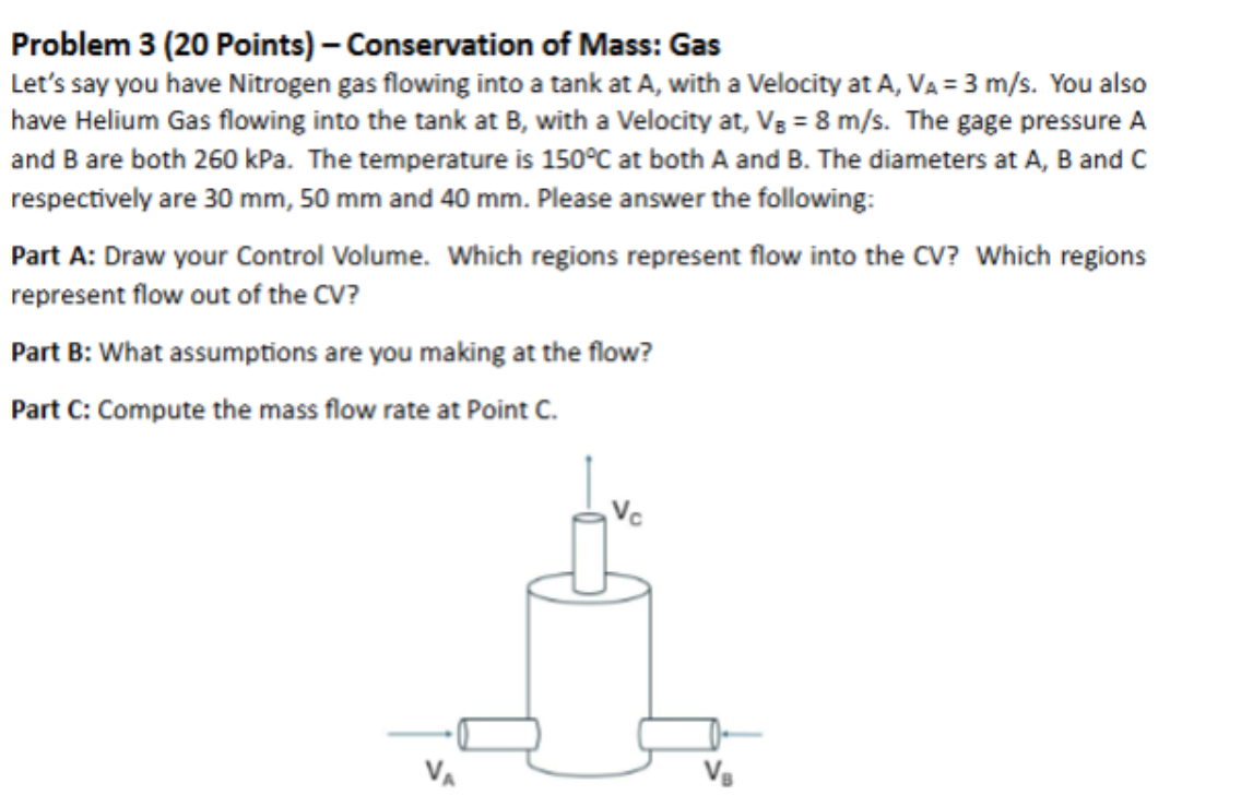 Problem 3 (20 ﻿Points) - ﻿Conservation of ﻿Mass: | Chegg.com