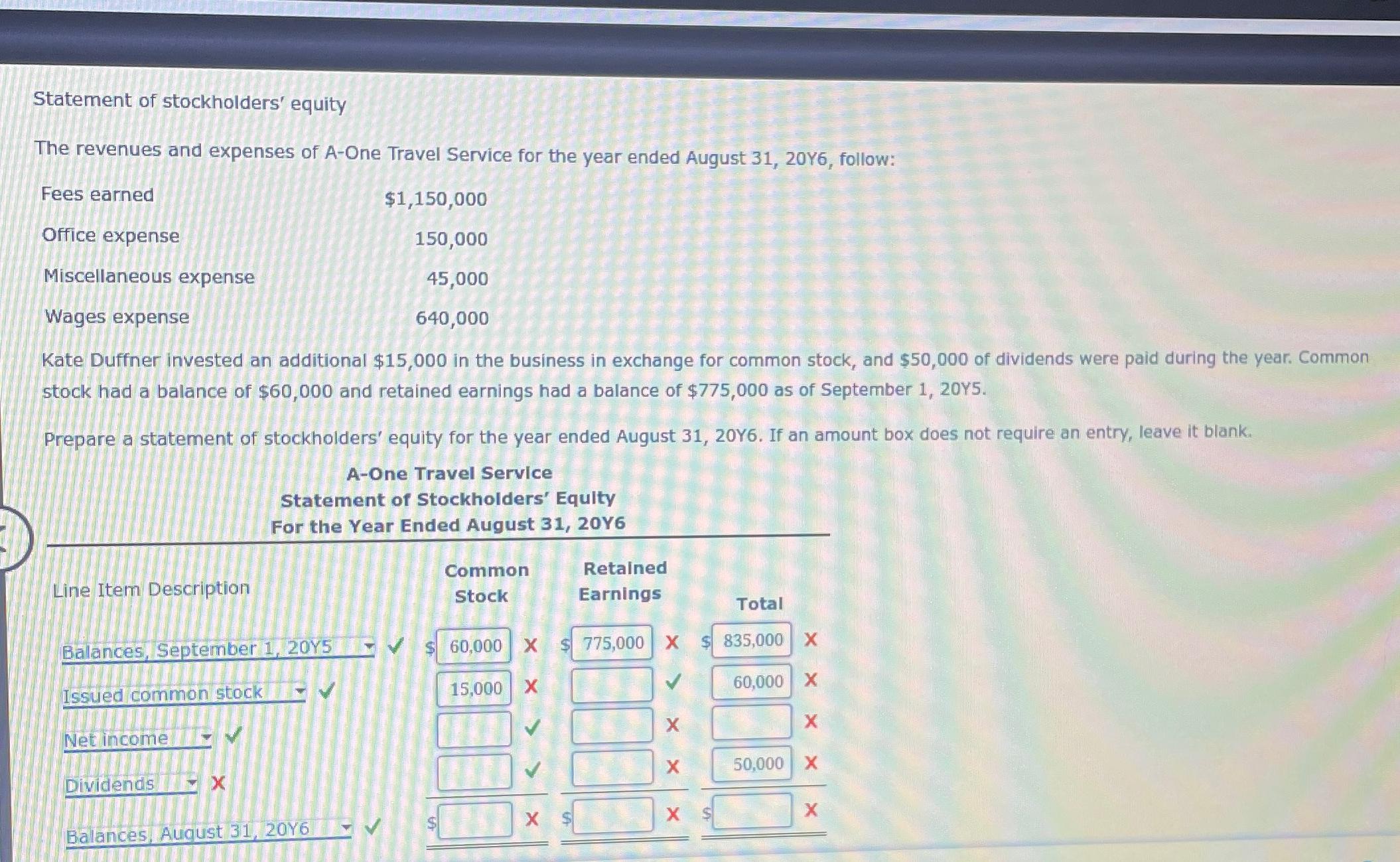 Solved Statement of stockholders' equityThe revenues and | Chegg.com
