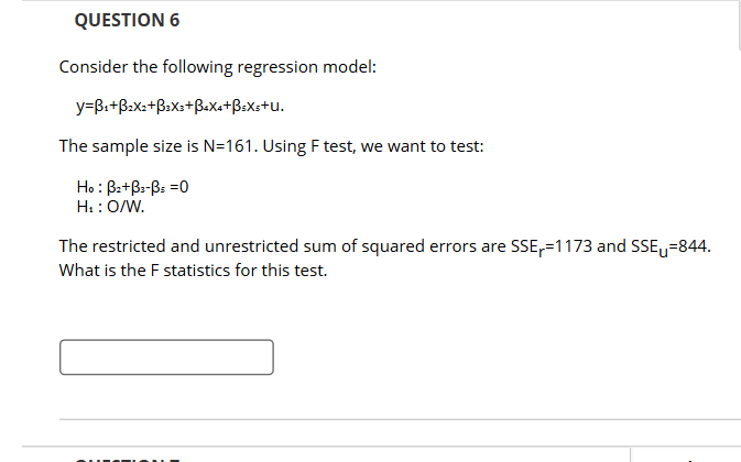 Solved QUESTION 6Consider the following regression | Chegg.com