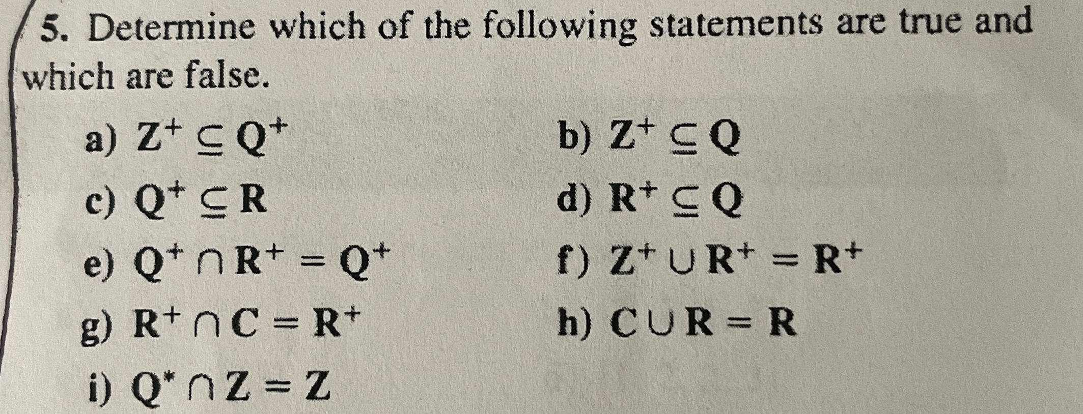 Solved Determine which of the following statements are true | Chegg.com