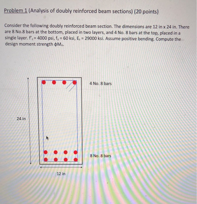 Solved Problem 1 (Analysis of doubly reinforced beam | Chegg.com