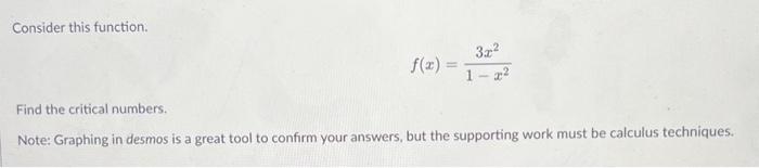 Solved Consider this function. f(x)=1−x23x2 Find the | Chegg.com