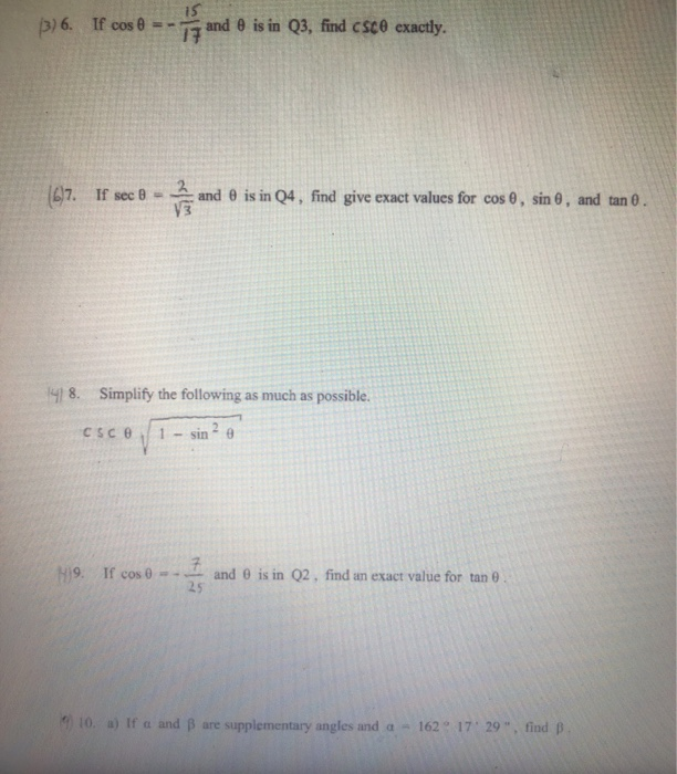 Solved 14. If sec (0)