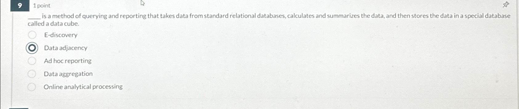 Solved 91 ﻿pointis a method of querying and reporting that | Chegg.com