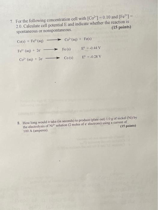 Solved 5. Write the cell notation for the following galvanic | Chegg.com