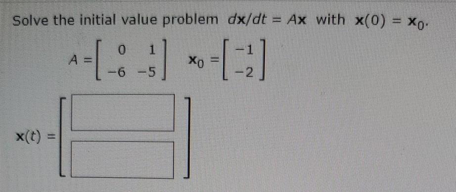 Solved Solve the initial value problem dx/dt = Ax with x(0) | Chegg.com