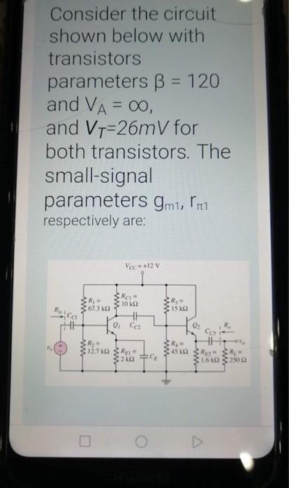 Solved Consider the circuit shown below with transistors | Chegg.com