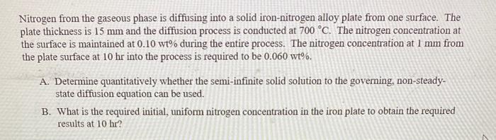 Solved Nitrogen from the gaseous phase is diffusing into a | Chegg.com