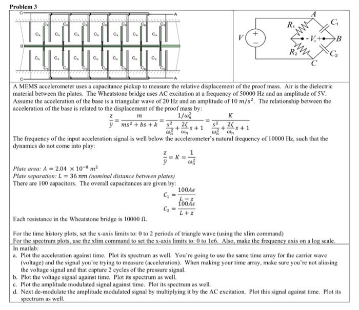 Solved Problem 3 A MEMS accelerometer uses a capacitance | Chegg.com