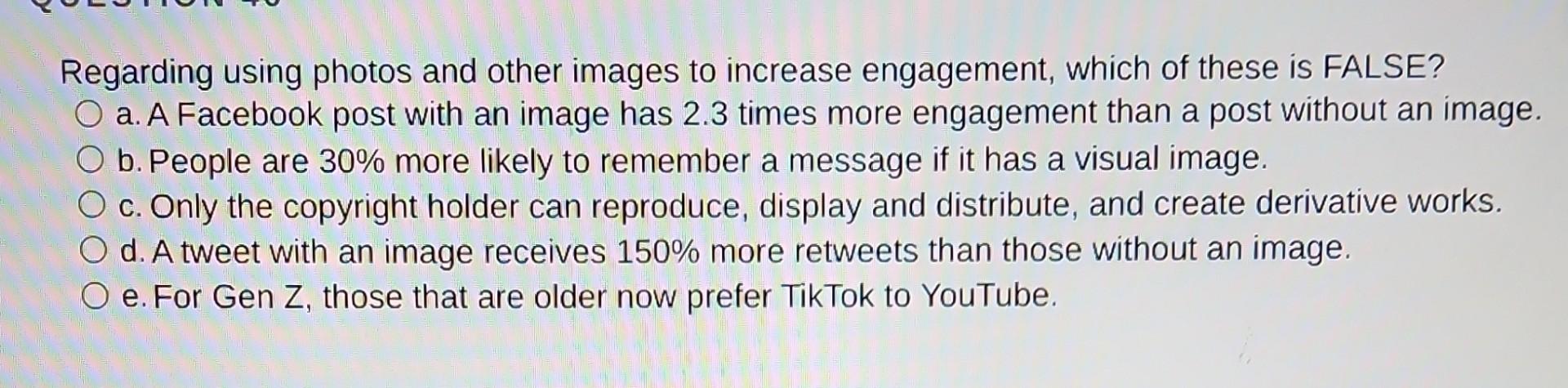 Solved Regarding using photos and other images to increase | Chegg.com