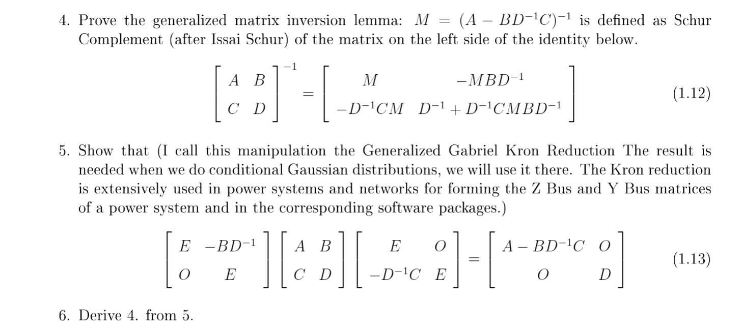Prove the generalized matrix inversion lemma: | Chegg.com