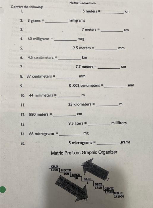 Solved 14. 66 micrograms = mg 15. 5 micrograms = Metric | Chegg.com