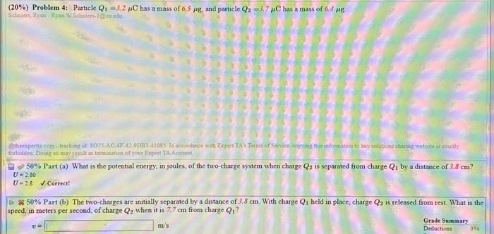 Solved (20\%) Problem 4: Particle Q1=3.2μC has a mass of | Chegg.com