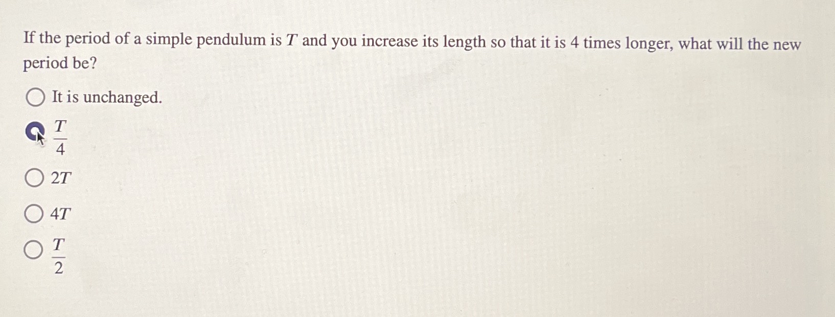 If the period of a simple pendulum is T ﻿and you | Chegg.com
