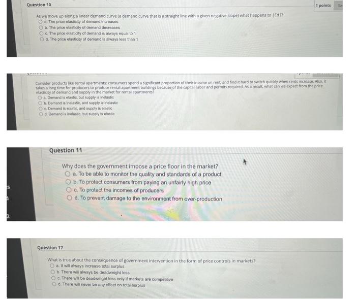 Solved As we move up along a linear demand curve (a demand | Chegg.com