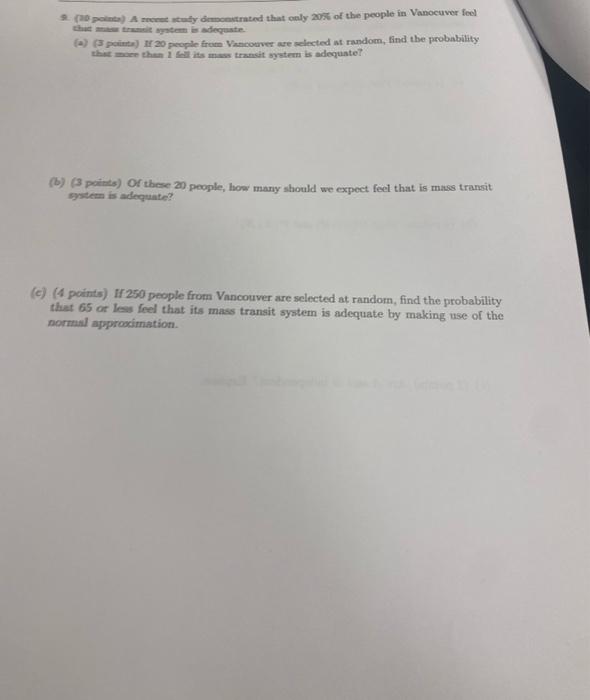 Solved 9. (20 pointa) A receet itudy dinnomstrated that only | Chegg.com