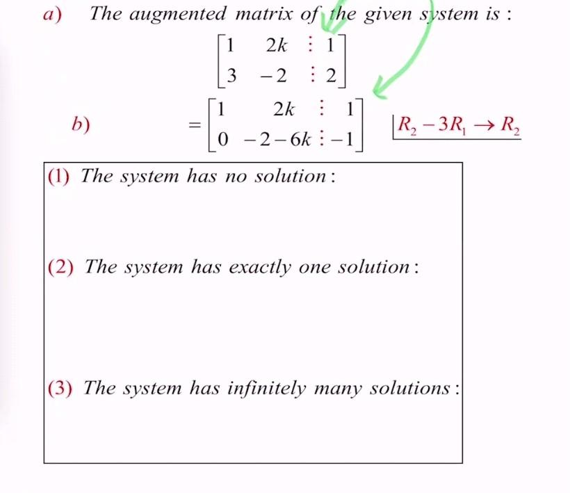 Solved a) The augmented matrix of the given system is: | Chegg.com