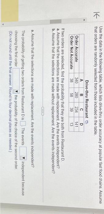 Solved Use the data in the following table, which lists | Chegg.com
