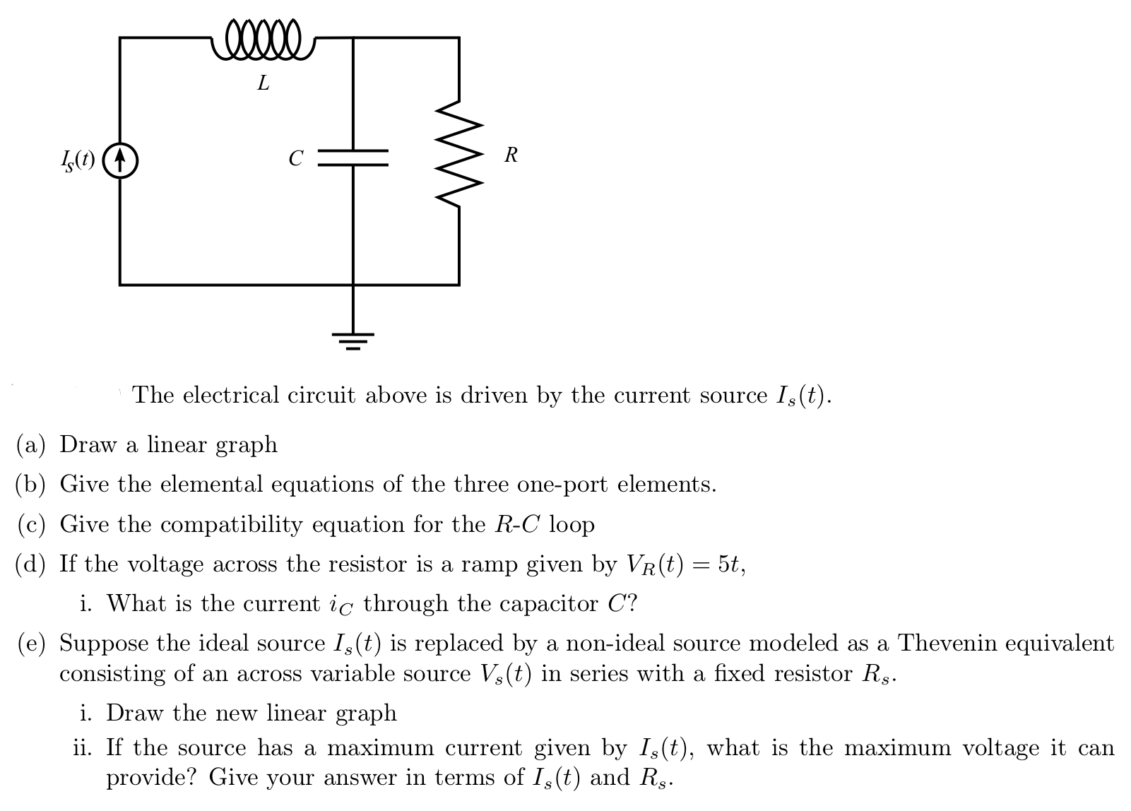 Solved The electrical circuit above is driven by the current | Chegg.com
