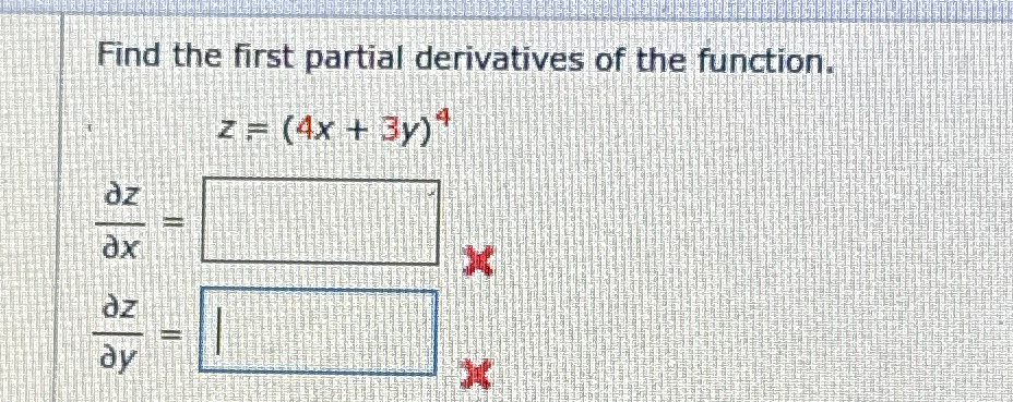 Solved Find the first partial derivatives of the | Chegg.com