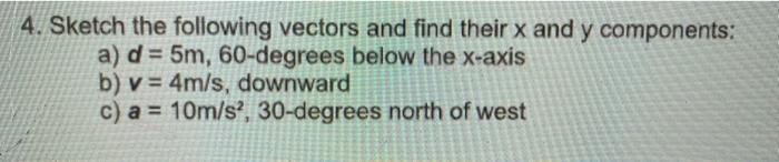 Solved 4. Sketch the following vectors and find their x and | Chegg.com