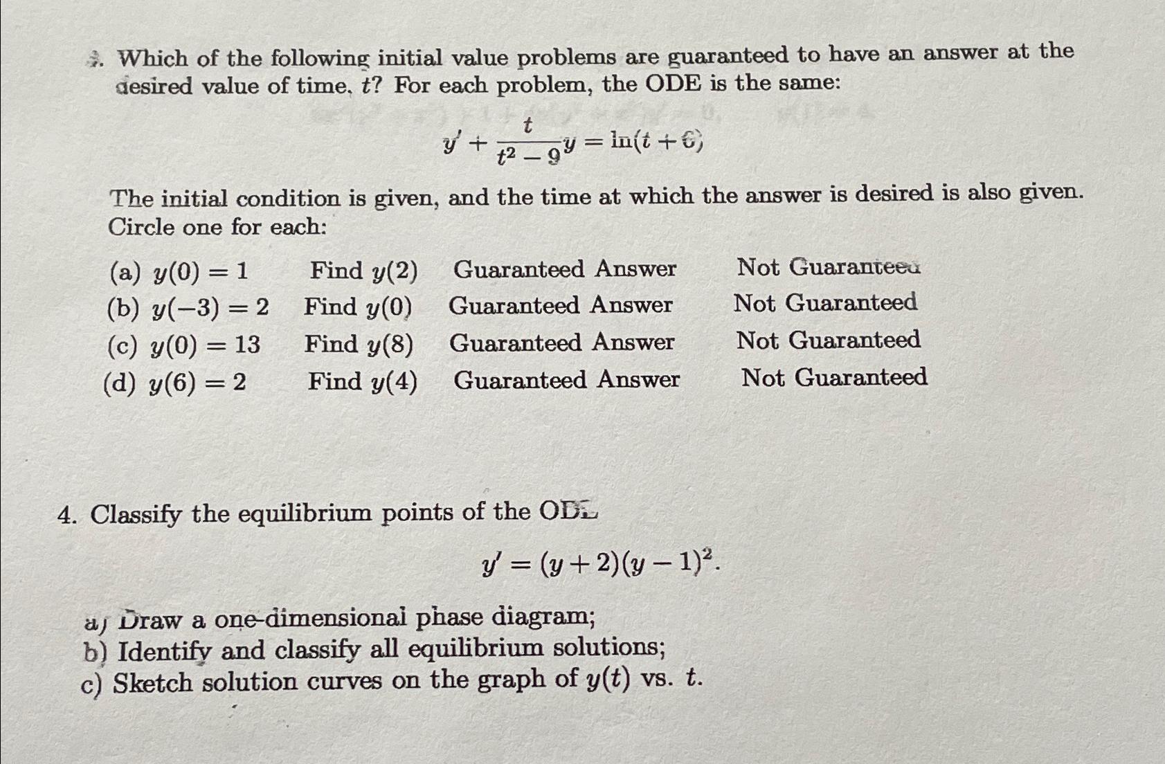 Solved Which of the following initial value problems are | Chegg.com